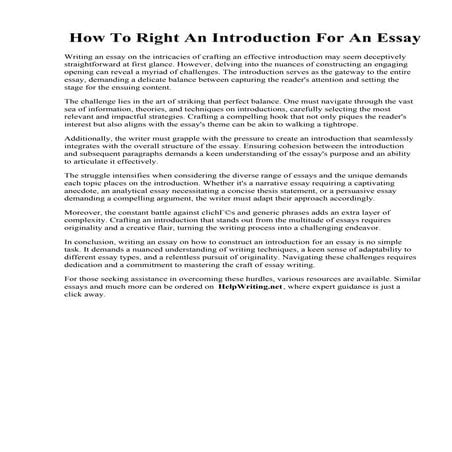 How To Right An Introduction For An Essay | PDF