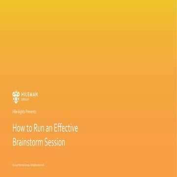 How to Run an Effective Brainstorm Session | PPT