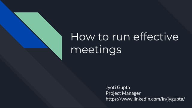 Effective Meeting Management | PPTX