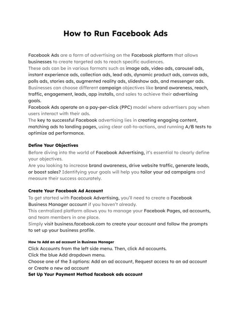 Mastering Facebook Ads- A Comprehensive Guide | PDF | Social Networking | Internet