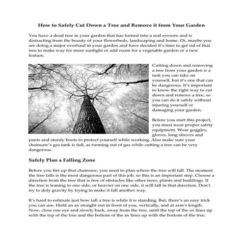 How to Safely Cut Down a Tree and Remove it from Your Garden | PDF
