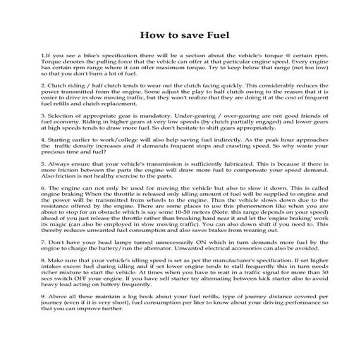 How to save fuel | PDF