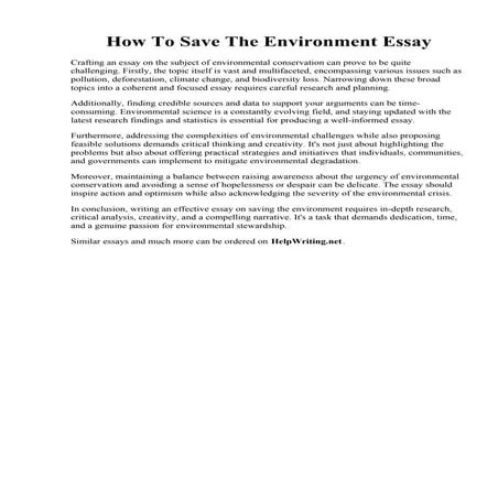 How To Save The Environment Essay.pdf