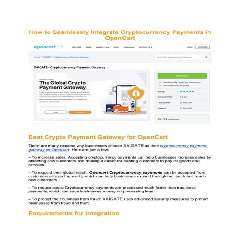 How to Seamlessly Integrate Cryptocurrency Payments in OpenCart | PDF