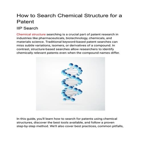 Chemical Structure Patent Search – Tools, Steps & Best Practices | IIP ...