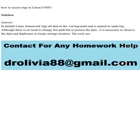 how to secure logs in LinuxUNIXSolutionAnswerIn default L.pdf