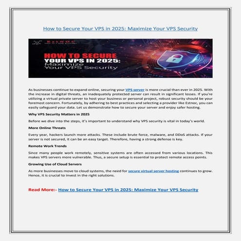 How to Secure Your VPS in 2025: Maximize Your VPS Security | PDF