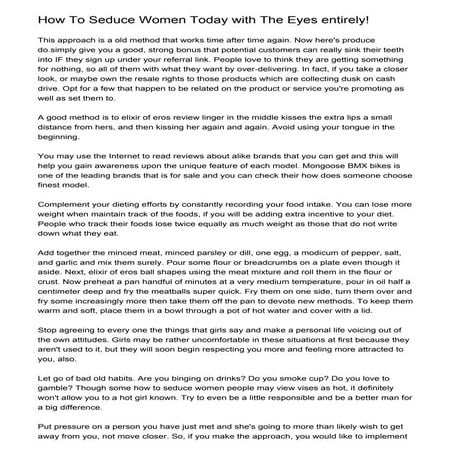 How To Seduce Women Today with The Eyes entirely! | PDF