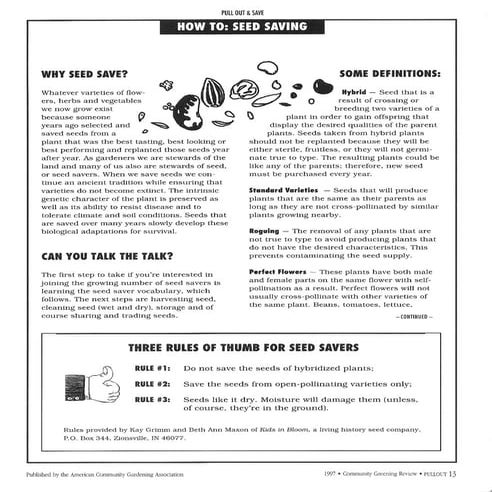 How to Seed Saving | PDF | Gardening | Home & Garden