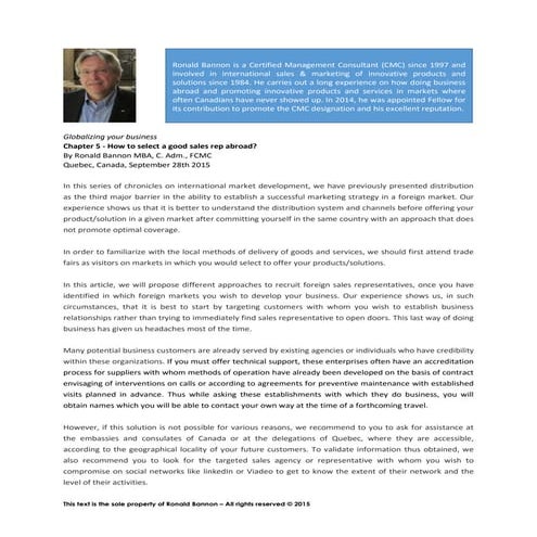 Chapter 5 - How to select a good sales rep abroad? | PDF