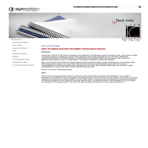 Selecting and Using the Right Temperature Sensor | PDF