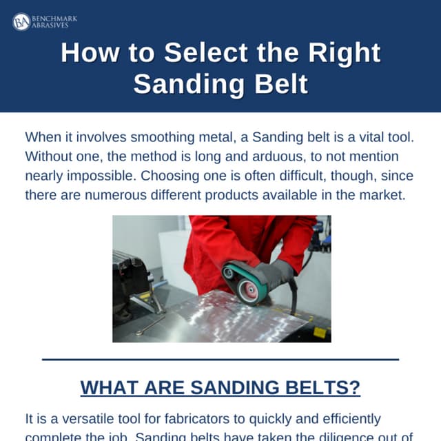 How to Select the Right Sanding Belt | PDF