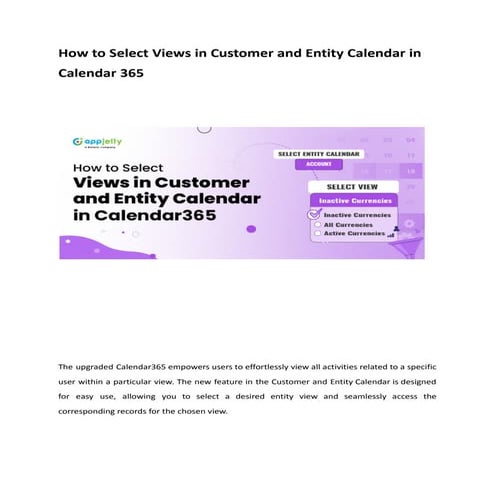 How To Select Views In Customer And Entity Calendar In Calendar 365pdf