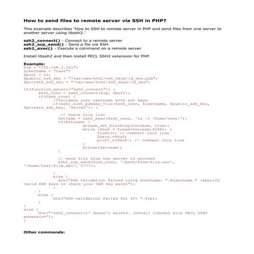 How To Send Files To Remote Server Via Ssh In Php Pdf