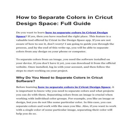 How to Separate Colors in Cricut Design Space: Full Guide | PDF | Photo ...