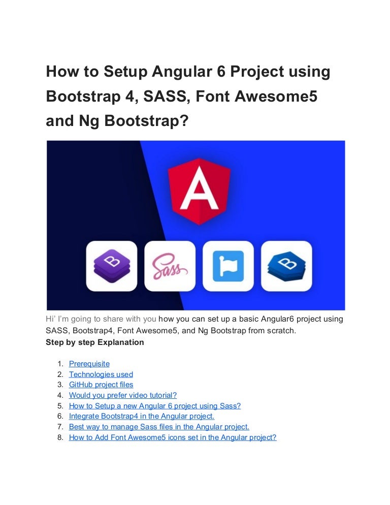 How To Setup Angular 6 Project Using Bootstrap 4 Sass Font Awesome5