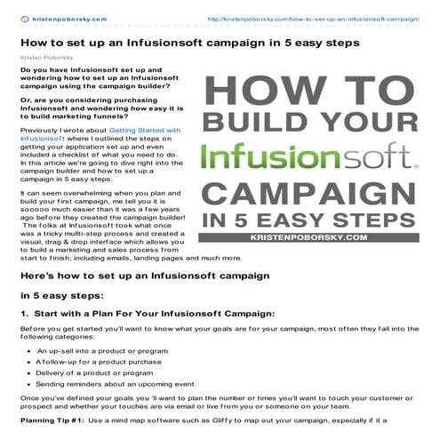 How to set up an infusionsoft campaign in 5 easy steps | PDF
