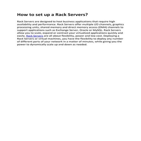 How to set up a Rack Servers | PDF