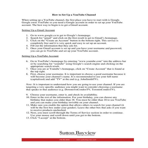 How to Set Up a YouTube Channel | PDF