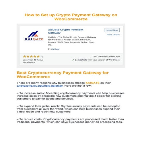 How to Set up Crypto Payment Gateway on WooCommerce | PDF