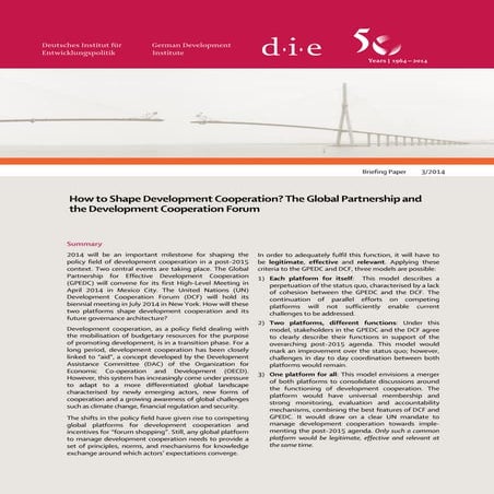 How to shape development cooperation the global partnership and the development cooperation ...