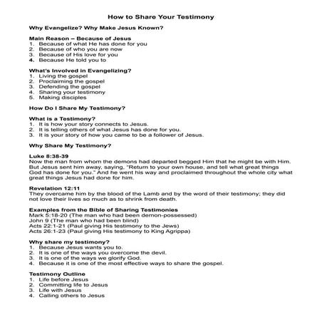 How to Share Your Testimony | PDF | Christianity | Religion & Spirituality