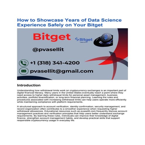 How to Showcase Years of Data Science Experience Safely on Your Bitget.docx