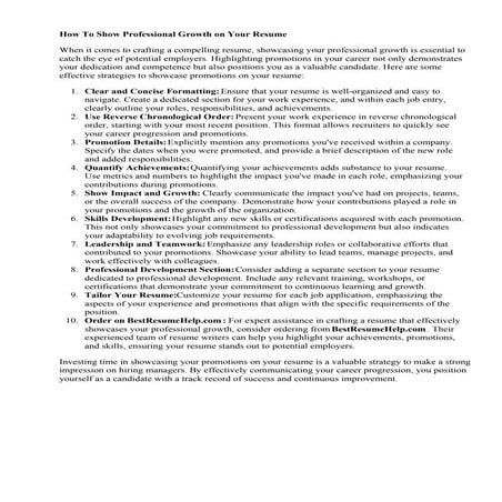 How To Show Promotion On Resume. Emphasize any lea | PDF