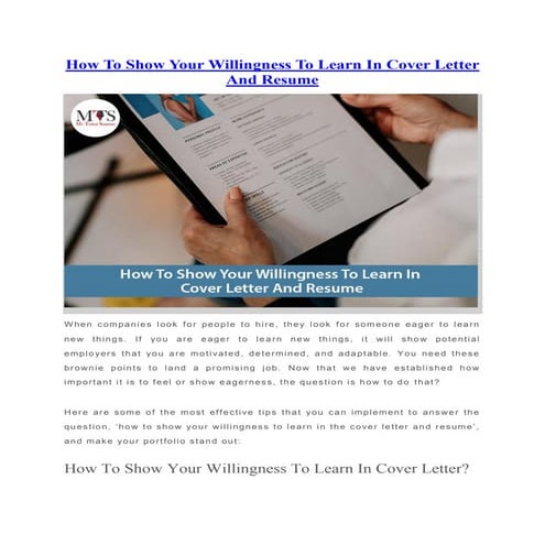 How to show your willingness to learn in cover letter and resume | PDF