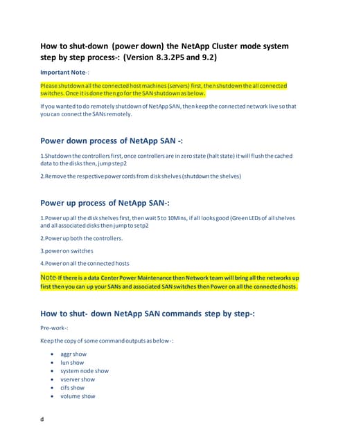 How To Shutdown And Power Up Of The Netapp Cluster Mode Storage System Ppt