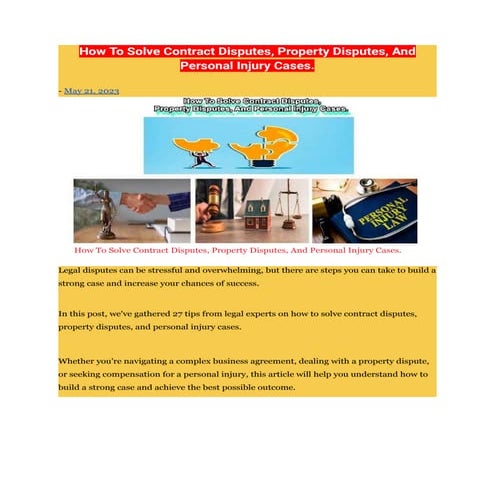 How To Solve Contract Disputes, Property Disputes, And Personal Injury ...