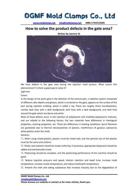 Solutions to silver defects in injection molded parts -dgmf mold clamps ...