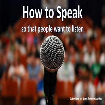 How to speak so that people want to listen | PPT