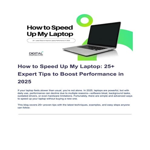 How to Speed Up My LaptopHow to Speed Up My Laptop : 25+ Expert Tips | PDF