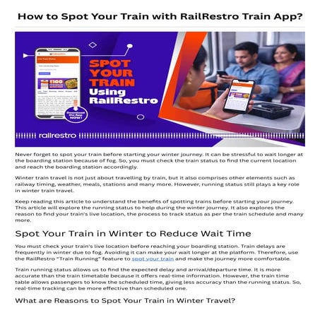 How to Spot Your Train with RailRestro Train App | PDF