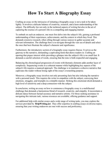 Biographical Essay Example. NewSchool of Architecture and Design | PDF