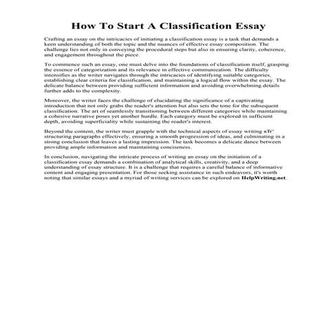 How To Start A Classification Essay | PDF