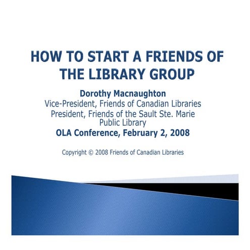 How to start a friends of the library group | PDF