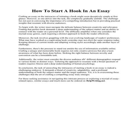 How To Start A Hook In An Essay | PDF | Religion & Spirituality