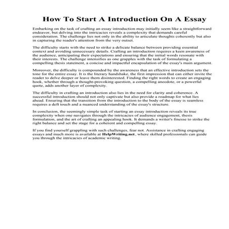 How To Start A Introduction On A Essay.pdf