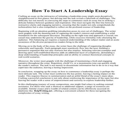 How To Start A Leadership Essay | PDF