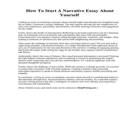 How To Start A Narrative Essay About Yourself.pdf