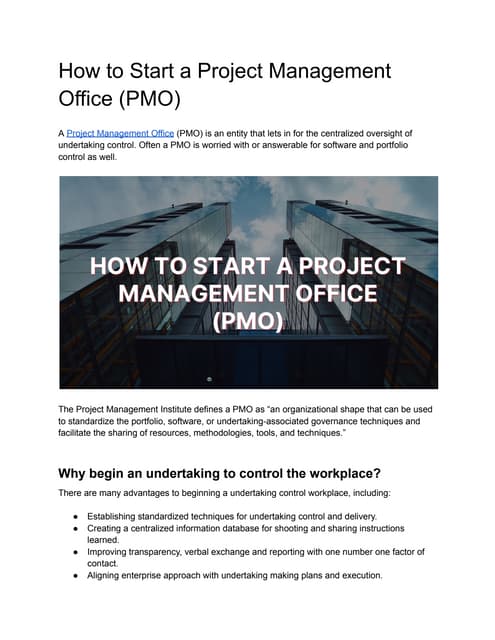 How to set up a project management office (PMO) | PPT