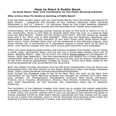 How to start a public bank: A Modeled Exercise | PDF