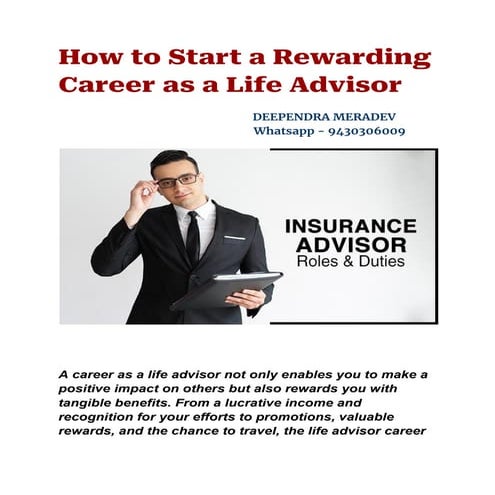How To Start A Rewarding Career As A Life Advisorpdf Social
