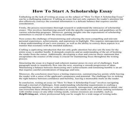 How To Start A Scholarship Essay.pdf | Student Financial Aid ...