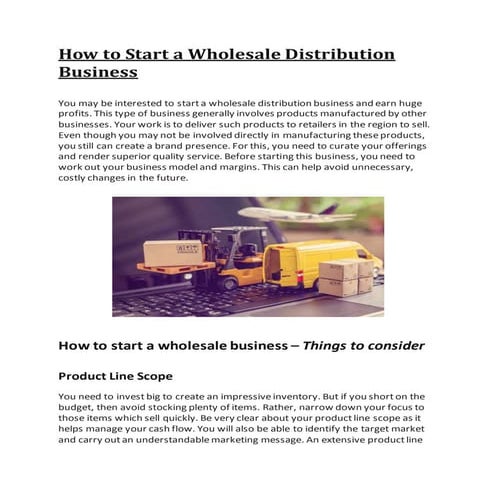 How to start a wholesale distribution business | PDF