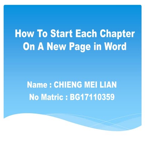 How to start each chapter on a new page in word | PPT