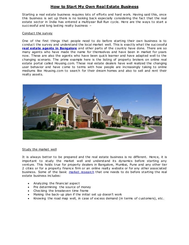 How To Start My Own Real Estate Business How To Start My Own Real Estate Business