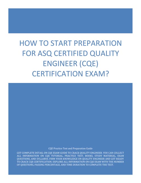 Gear up Your Career with ASQ Certified Reliability Engineer (CRE) Certification | PDF